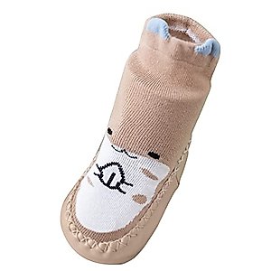 Lykmera Infant Toddler Shoes Sole Toddler Shoes Cartoon Print Breathable Non Slip Socks Socks Shoes Toddler Walking Shoes (Coffee, 0 Month)