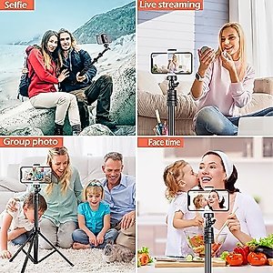 Aureday 67'' Cell Phone Tripod Stand with Remote Control - Versatile Selfie Stick Tripod for Live Streaming, Vlogging, and More - Compatible with iPhone, Android, GoPro, Cameras
