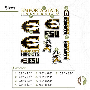 Emporia State University Sticker Hornets ESU Stickers Vinyl Decals Laptop Water Bottle Car Scrapbook T2 (Type 2)