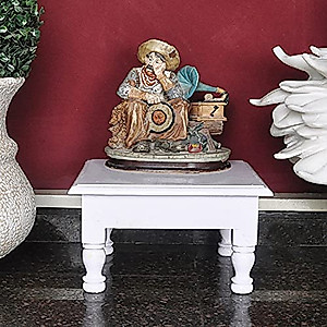 Lalhaveli Hand Painted end Table Wooden Rectangle Shape Puja Article Chowki Bajot Low High Stool (11X11X6 Inch)