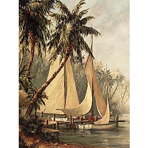 WRITKC Tropical Shirts Button Down Holiday Casual Hawaiian Short Sleeve Men Loose Beach Shirts (Men, Medium, Multicolored-Sailing)