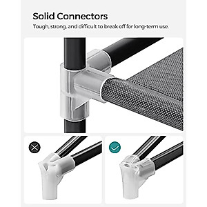 SONGMICS Portable Closet, Wardrobe Closet Organizer with Cover, 3 Hanging Rods and Shelves, 4 Side Pockets, 51.2 x 17.7 x 65.7 Inches, Large Capacity for Bedroom, Living Room, Black URYG092B02