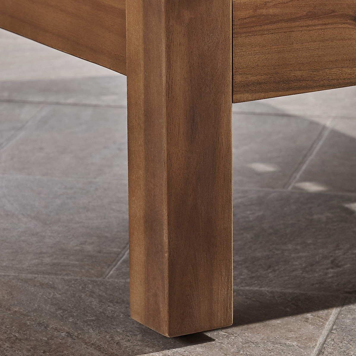 GDFStudio Outdoor Acacia Wood Club Chair with Cushion, Teak Finish and Blue