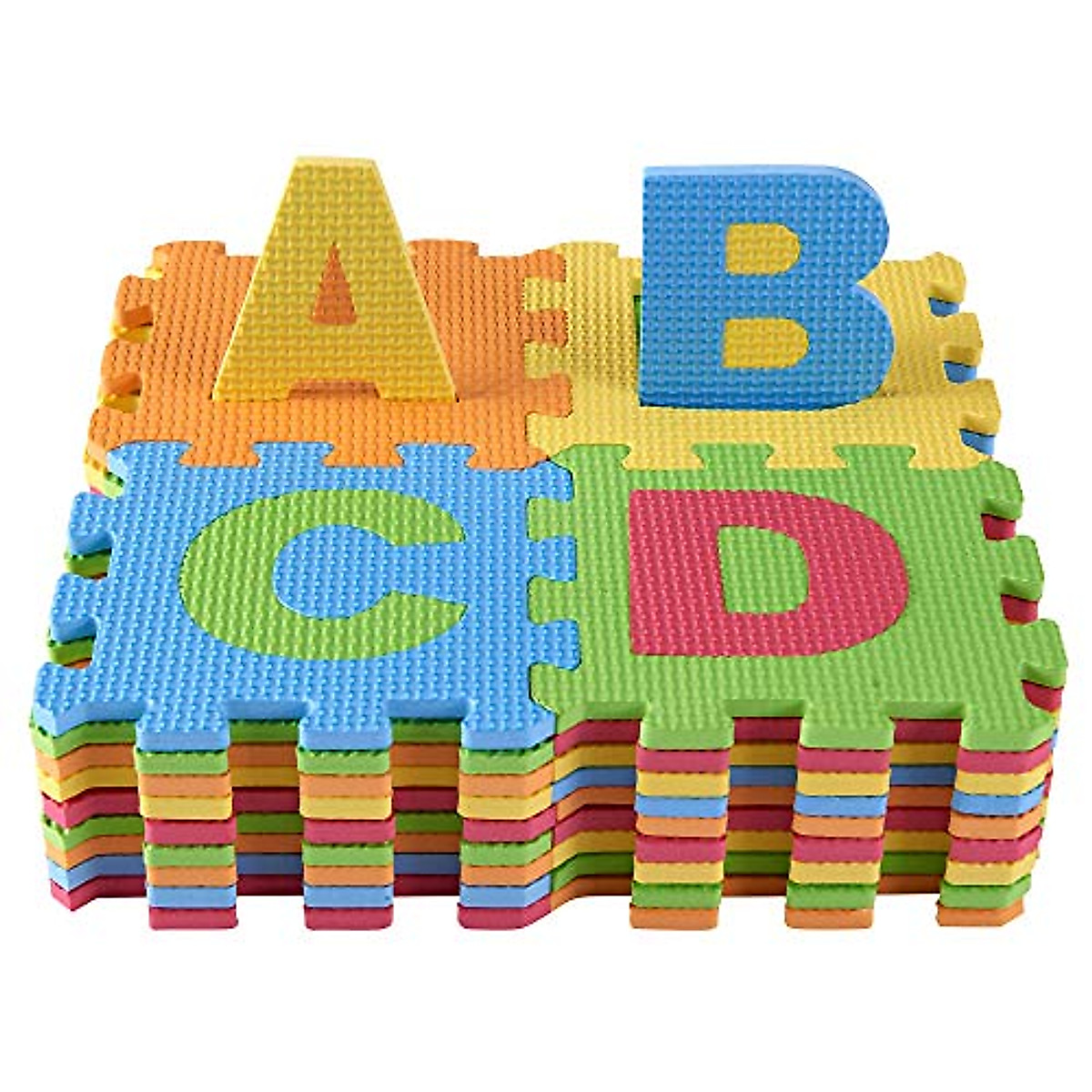DIMPLE Kids Foam Play Mat (36-Piece Set) 6.25 x 6.25 Inches Interlocking Alphabet and Numbers Floor Puzzle Colorful EVA Tiles Girls, Boys Soft, Reusable, Easy to Clean