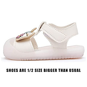 Baby Sandals Toddler for Girls Boys Girl Half Closed Toe Dress Cute Kids Infant Sport On Summer Run Walking Hiking (2.white, 15-18months)