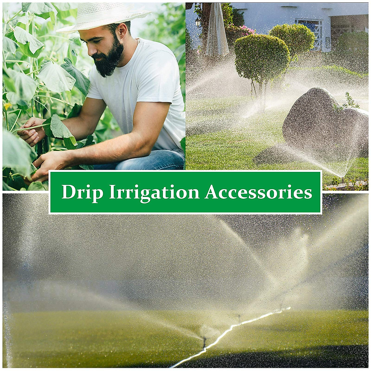 200 Pieces Drip Irrigation Fittings Kit for 1/4 Inch Tubing, 50 Straight Barbs, 50 Tees, 50 Elbows, 50 4-Way Couplings, Barbed Connectors with Plastic Box for Garden Lawn Drip, Sprinkler Systems,Black