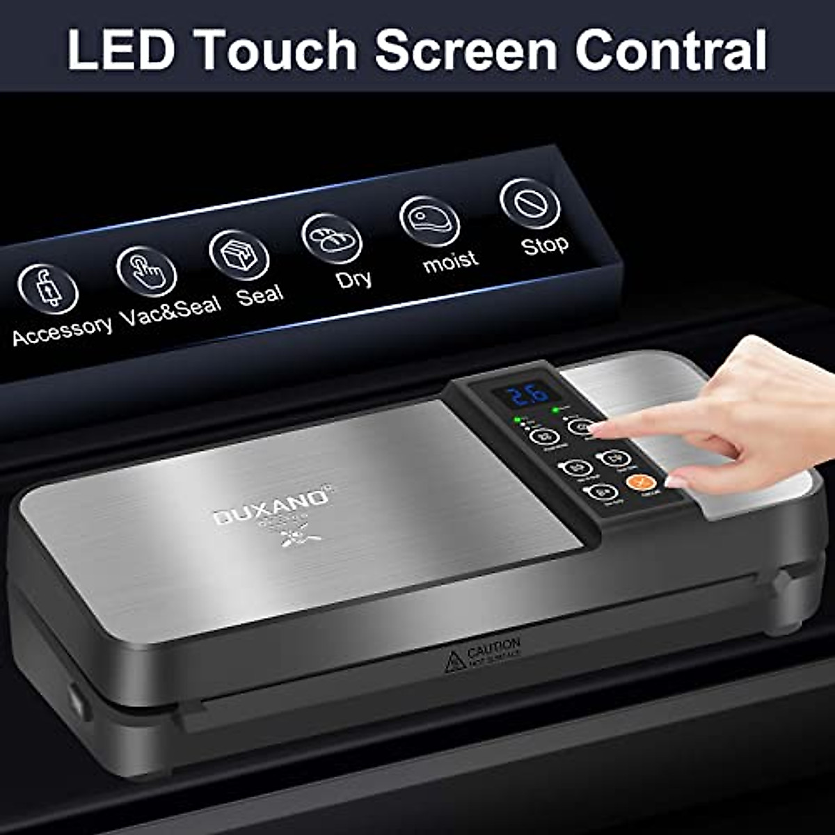 DUXANO Vacuum Sealer Machine, 85kPa Pro Vacuum Food Sealer with Built-in Cutter and Bag Storage (2 bag rolls)