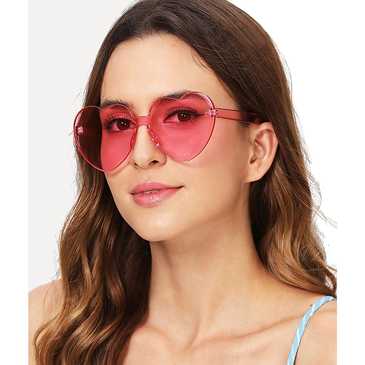 LIULIUBTY Heart Shaped Rimless Sunglasses, Bachelorette Party Cool Sunglasses 12 Pack, Colorful Plastic Funky Sunglasses Party Favors (Mixed Colors)