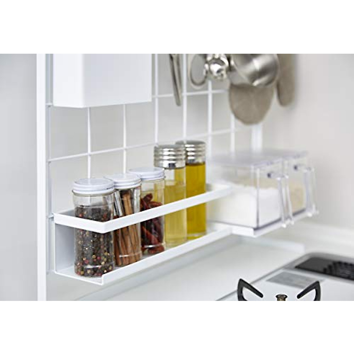 Yamazaki Home Grid Panel Organizer and Accessories-Wall Storage Decor, One Size, White