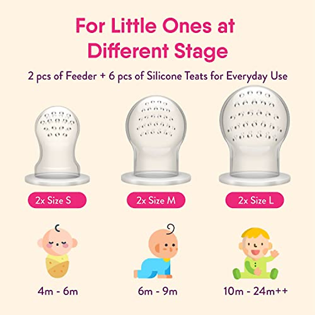 NatureBond Baby Food Feeder/Fruit Feeder Pacifier (2 Pack) - Infant Teething Toy Teether | Includes Additional Silicone Sacs