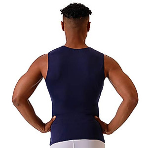 Insta Slim Mens Compression Sleeveless Crew Neck Muscle Shirt- Slimming Body Shaper Undershirt (X-Large, Midnight Navy)