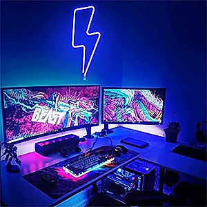 Nordstylee Neon Lightning Light Signs,Led Lightning Night Lights for Kid's Gift, Wall, Birthday Party, Christmas, Wedding Decoration(Blue)