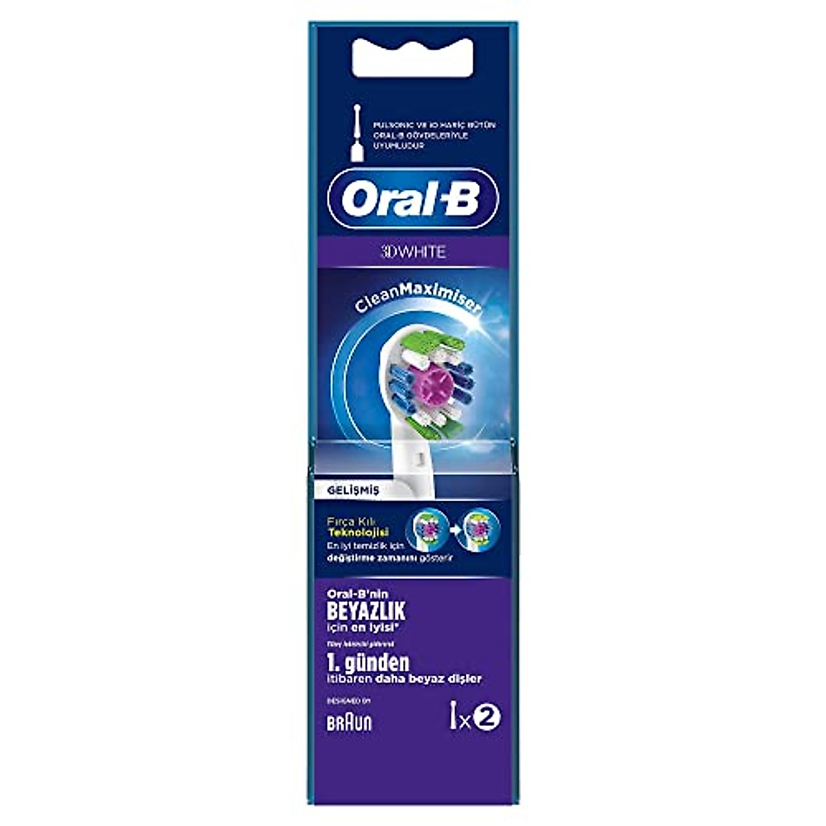 Oral-B Braun 3D White Electric Toothbrush Replacement Head - 2 Refill Brushes