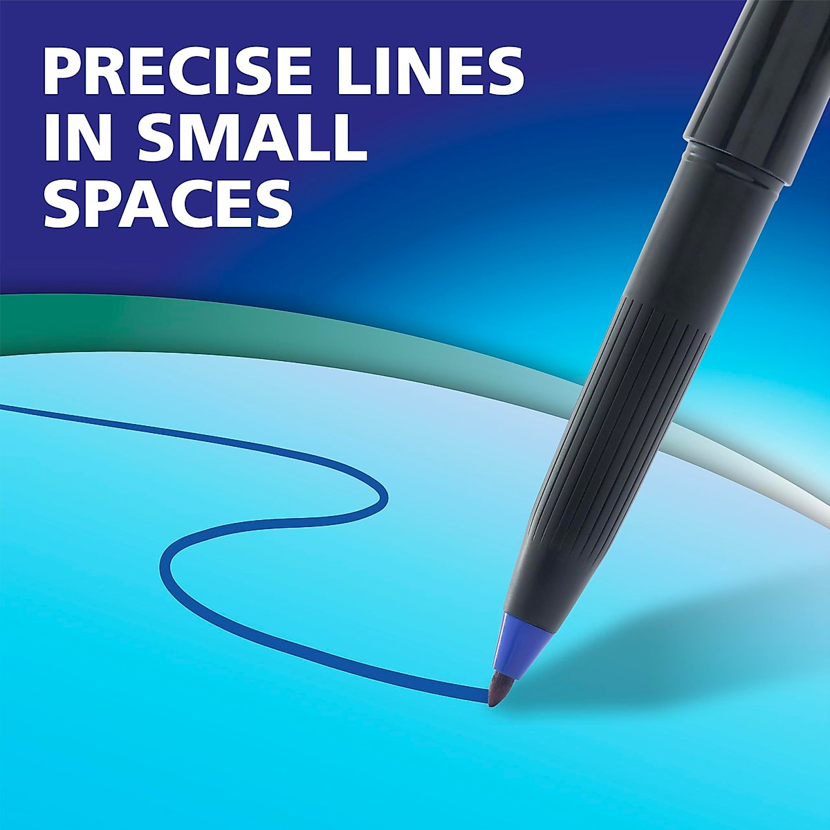 EXPO Vis-à-Vis Wet Erase Markers, Fine Point, Assorted Colors, 12 Count