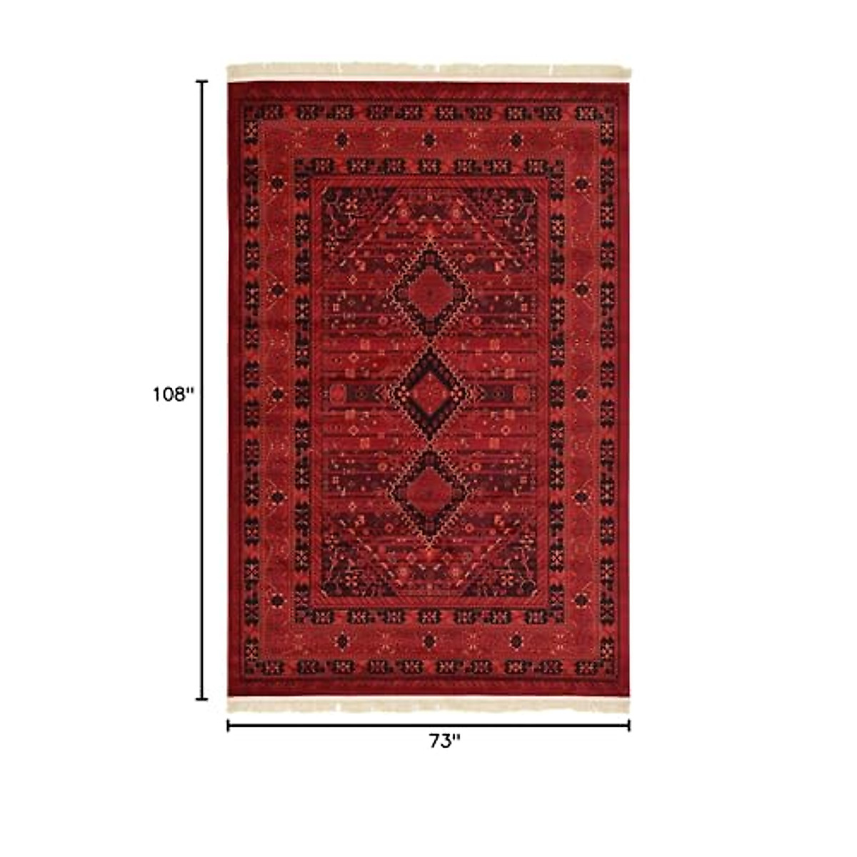 Unique Loom Tekke Collection Area Rug - Sheibani (6' 1" x 9' Rectangle, Red/ Black)