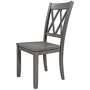 6 Piece Wooden Kitchen Dining Table Set Farmhouse Rustic Dining Table Set with Cross Back 4 Chairs and 1 Bench