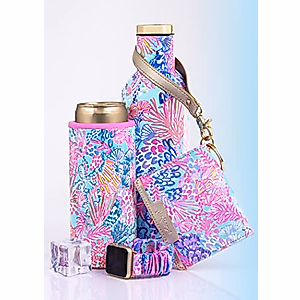 Lilly Pulitzer Snap ID Card Case, Cute Keychain Wallet, Slim Credit Card Holder with Wristlet Strap, Splendor in the Sand S