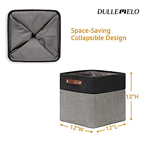 DULLEMELO Collapsible Bundle Baskets 4 Cube Baskets 12"x12"x12" + 6 Small Baskets 11.8"x7.9"x5.1"（Black&Grey
