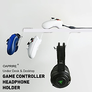 OAPRIRE Under Desk & Desktop Controller Holder Gaming Accessories (2 Pack), Universal Controller Stand for PS5 PS4 Xbox ONE STEAM PC (Crystal Clear)