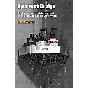 GEINIFAFA Adhesive Corner Shelf Bathroom Shower Caddy, SUS304 Stainless Steel, 2 Tier Nail-Free Wall-Mounted Bathroom Shelves ( Silver )