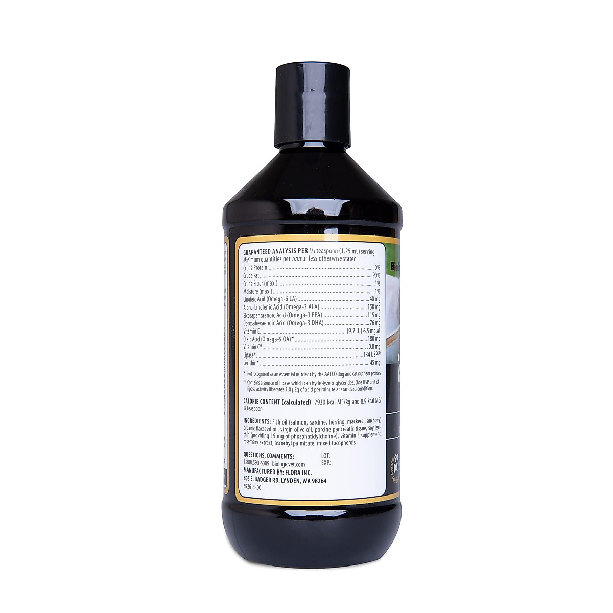 BiologicVET - BioFATS Omega 3-6-9 Fatty Acid with EPA & DHA, Supports Healthy Skin, Coat and General Wellness, 94-Day Supply for 30-lb. Animal, 12-fl. oz. Bottle