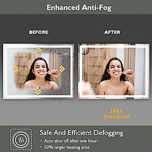 Salfanre 20x28 Led Bathroom Mirror with Lights and Black Aluminum Frame, Led Mirror for Bathroom Wall Mounted, Smart Led Vanity Mirror, Dimmable, Anti-Fog, Shatter-Proof(Horizontal/Vertical)