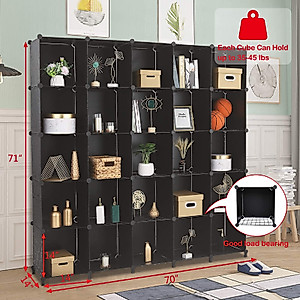 VINGLI Cube Storage Closet Organizer Storage Shelves 25 Cube Closet Cabinet Book Shelf Foldable Storage Clothes Organizer DIY Plastic Ideal for Living Room Office Bedroom