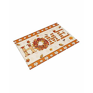 Outdoor Area Rug for Patio,Fall Thanksgiving Home Quotes Maple Leaf Camping Rugs Indoor Large Floor Mat 4x6ft,Sunflower Wreath Linen Outside Carpet for Deck RV Picnic Porch Backyard Bedroom