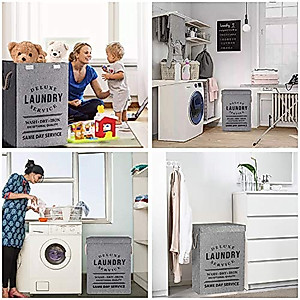 U Trip Laundry Basket with Lid, 85L Large Deluxe Laundry Baskets - Collapsible Foldable Laundry Hamper Canvas Storage Basket Bin for Clothes Washing Bedroom Organizer Toy Collection (Grey)