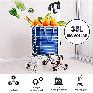 Shopping Cart for Groceries,Folding Shopping Cart Utility Shopping Laundry Cart with Wheels,Small Size (Blue)