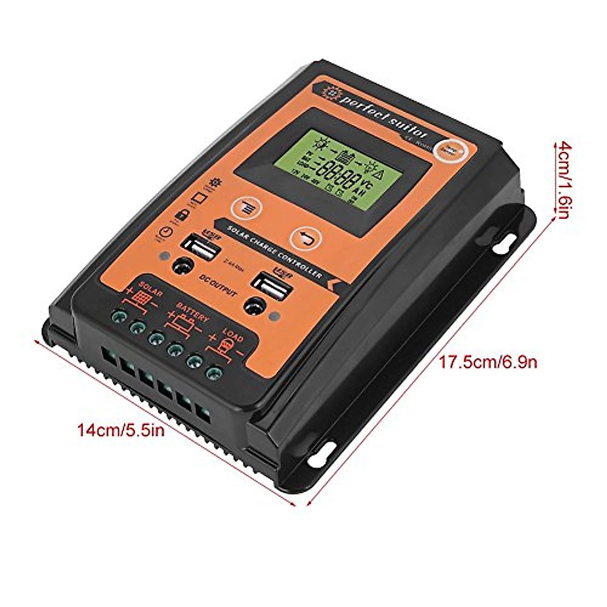 Qiilu PWM Solar Charge Controller Solar Panel Battery Intelligent Regulator with Dual USB LCD Display (30A)