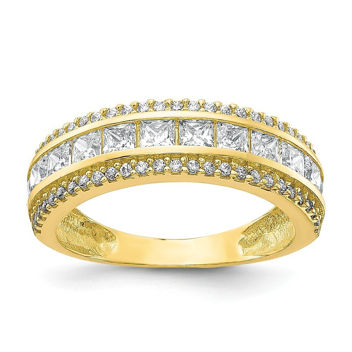 Size 5.5 - Solid 10k Yellow Gold Tiara Collection Polished CZ Cubic Zirconia Ring