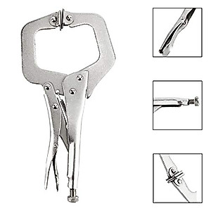 YaeGarden 11'' C Clamp Locking Pliers Adjustable Welding Clamps Locking Welding C Clamp w/Swivel Pad(5)