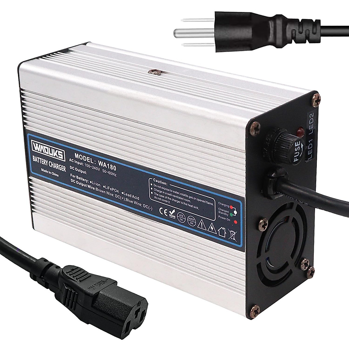 WAOUKS 48V 2A Charger 48V Lead Acid Battery Charger 55.2V Lead Acid Charger Used for 48V Lead Acid AGM Gel VRLA OPZV Battery