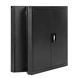 LUCYPAL Metal Storage Cabinet with Wheels,Lockable Steel Storage Cabinet with Doors, Mobile Metal Storage Cabinet with Adjustable Shelf, Metal Filing Cabinet for Home Office,Garage,Black