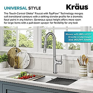 KRAUS Oletto Tall Modern Single-Handle Touch Kitchen Sink Faucet with Pull Down Sprayer in Chrome, KTF-3101CH