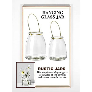 Serene Spaces Living Hanging Glass Jar for Wedding, Parties, Events, Patio, Use as Hanging Glass Lamp or for Flowers, Measures 6" Tall and 5" Diameter, Sold Individually
