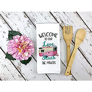 Personalized Welcome To Our Love Shack Waffle Weave Dish Towel | Valentine's Day Decor | Personalized Camping Gift | Camper Accessories | Personalized Dish Towel | Camper Decor