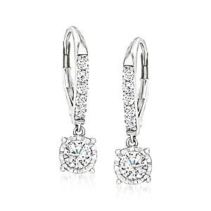 Ross-Simons 1.00 ct. t.w. Diamond Drop Earrings in 14kt White Gold