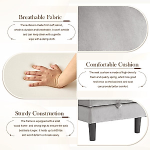 Modern Velvet Pull Out Sleeper Sofa Bed with Chaise, Comfy L Shaped Convertible Couch with Storage and Pocket, Sectional 3 Seat Couch for Living Room Furniture or Office, Smooth Back - Light Gray