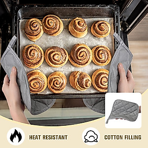 Zubebe 12 Pcs Oven Potholders Kit Square Pot Holders for Women Christmas Valentine's Day Gifts Heat Resistant Cotton Pads with Hanging Loops Machine Washable Kitchen Gift Craft Project (Grey)