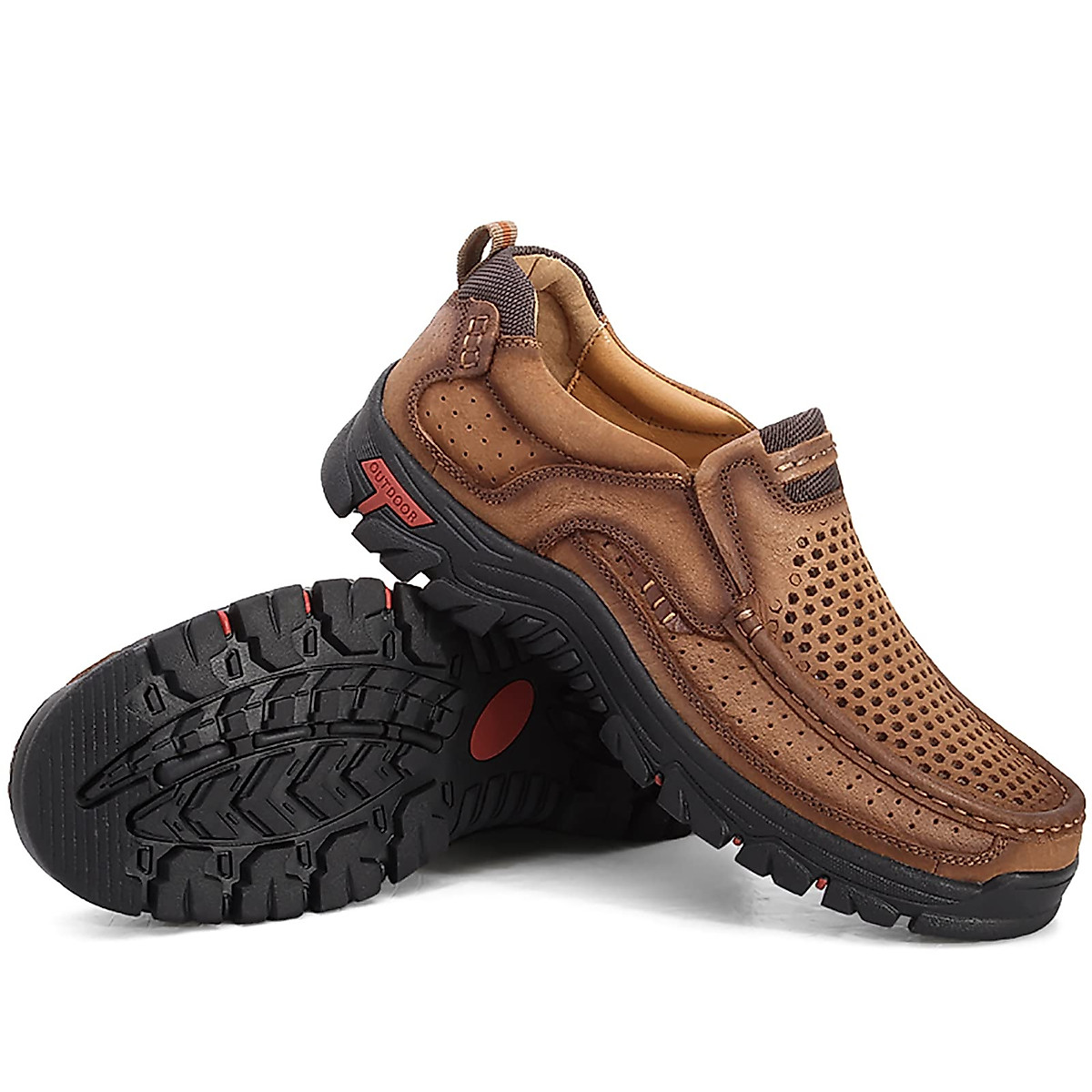 COSIDRAM Men Casual Shoes Loafer Sneakers Slip on Moccasins Comfort Walking Shoes Luxury for Male Summer Breathable Brown 8.5