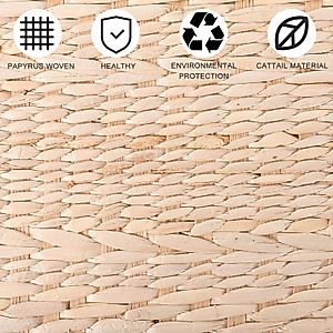 VOSAREA Home Pillow Knitted Straw Flat Cushion Natural Straw Sqaure Pouf Tatami Cushion Hand- Woven Floor Cushion Meditation Soft Yoga Mat for Dining Living Room Balcony Garden Part 40cm