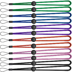 YOUOWO Wrist Lanyard Adjustable length small Strap 12 Pcs Wrist Short Lanyard for Keys Phone Cases Lanyard Keychain USB pink,green,blue,orange,purple,black