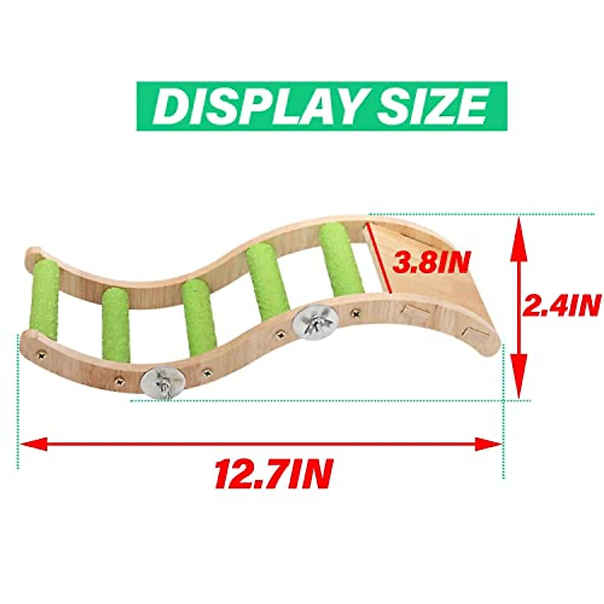 Bird Ladder, Hosrnovo Wooden Green Parakeets Toys, 12.6Inch Bird Perches, Pet Cage Accessories for Cockatiels Budgie Conure Lovebirds Canary Hamster