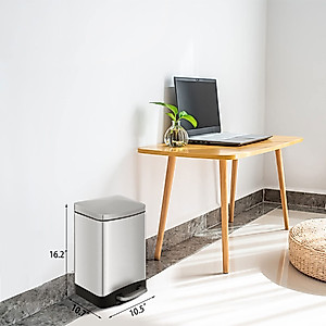 Innovaze 3.2 Gal./12 Liter Rectangular Stainless Steel Step-on Trash Can for Bathroom and Office