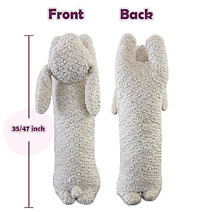 Hofun4U Rabbit Plush Pillow, Rabbit Stuffed Animal, Rabbit Plush Long Body Pillow Gift for Kids Adults (White,47 inch)