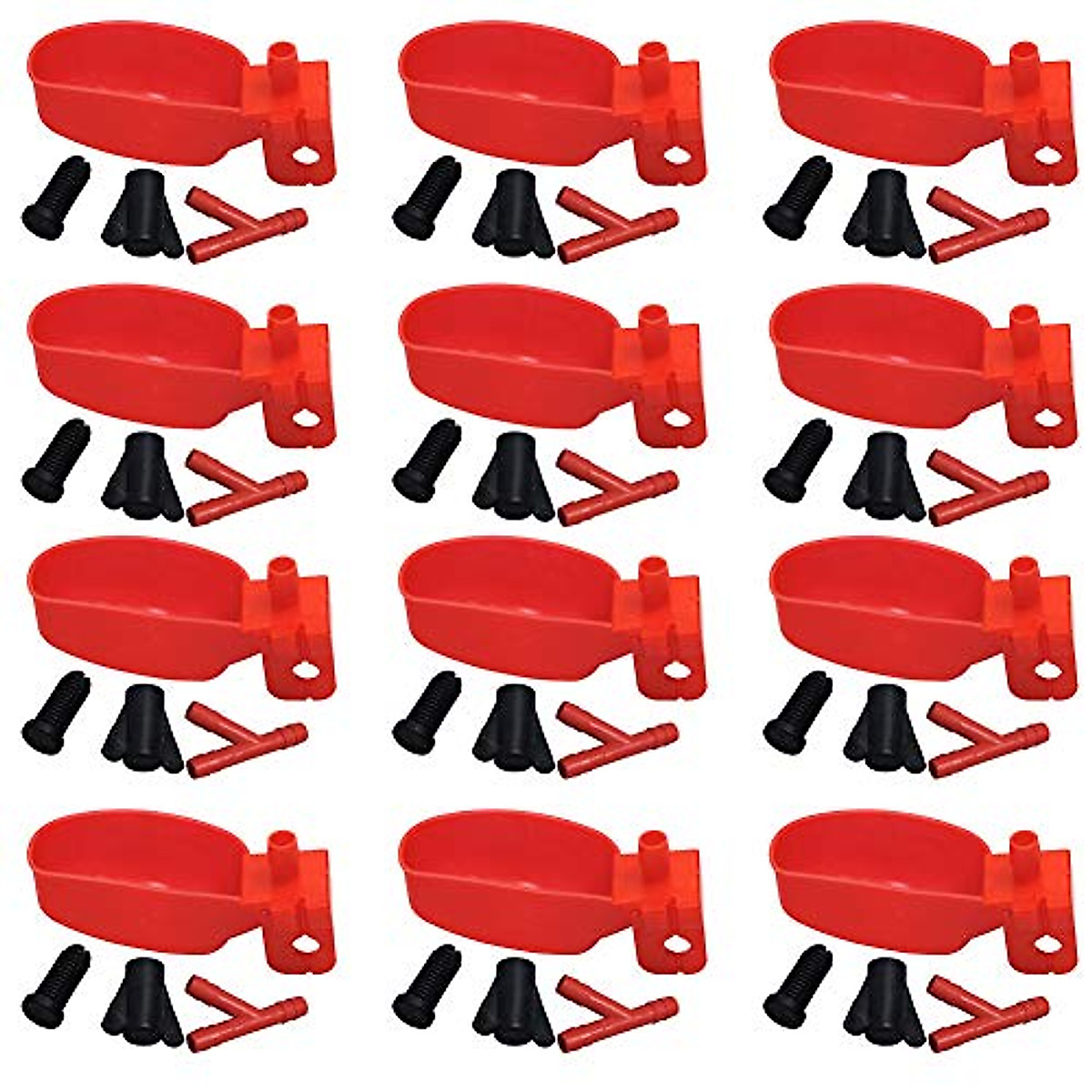 MODUODUO 12Pcs Quail Water Cups Pigeon Automatic Bird Waterer for Cage Hang Drinker Breeding Poultry Drinking Bowls(Red)