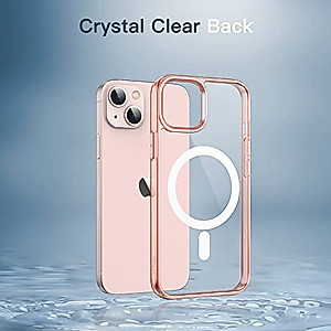 JETech Magnetic Case for iPhone 13 Mini 5.4-Inch Compatible with MagSafe Wireless Charging, Shockproof Phone Bumper Cover, Anti-Scratch Clear Back (Rose Gold)