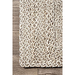 nuLOOM Braided Yvette Trellis Jute Area Rug, 4' x 6', Natural